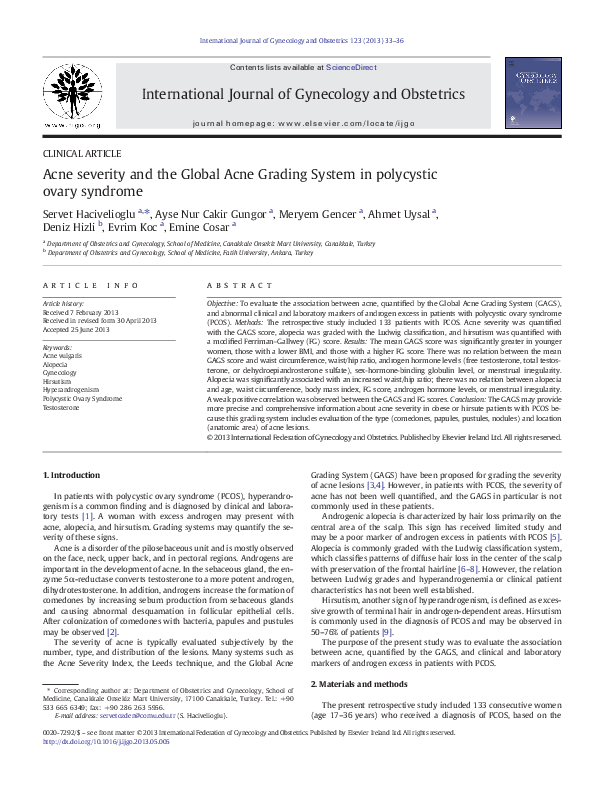 (PDF) Acne severity and the Global Acne Grading System in polycystic ...