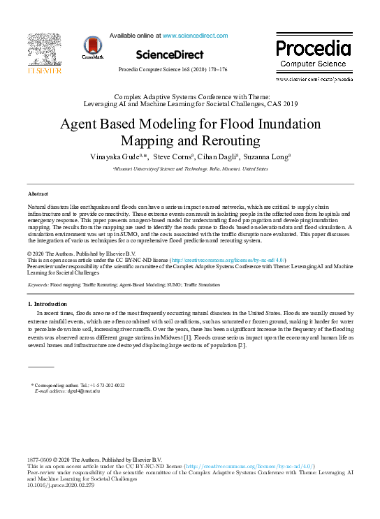 (PDF) Agent Based Modeling for Flood Inundation Mapping and Rerouting