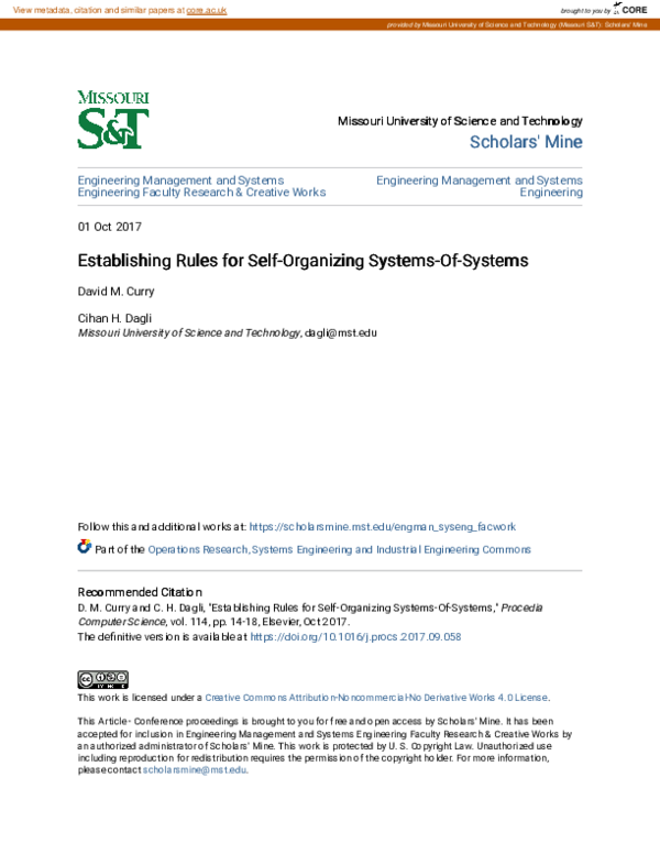 (PDF) Establishing Rules for Self-Organizing Systems-of-Systems