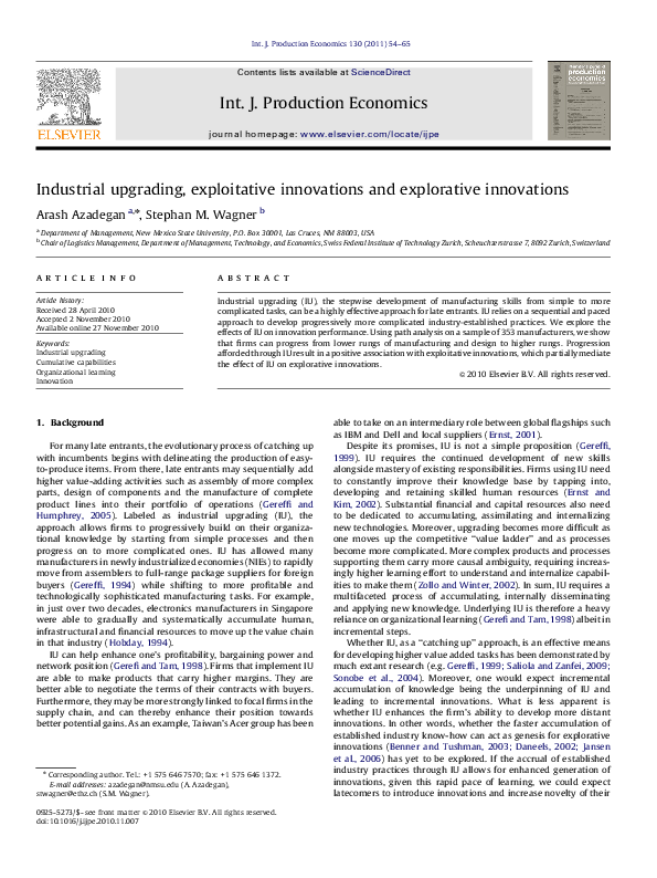 (PDF) Industrial upgrading, exploitative innovations and explorative ...