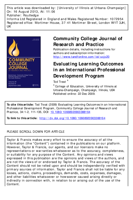 (PDF) Evaluating Learning Outcomes in an International Professional Development Program
