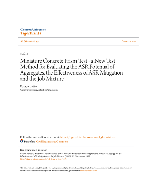 (PDF) Miniature Concrete Prism Test - a New Test Method for Evaluating ...