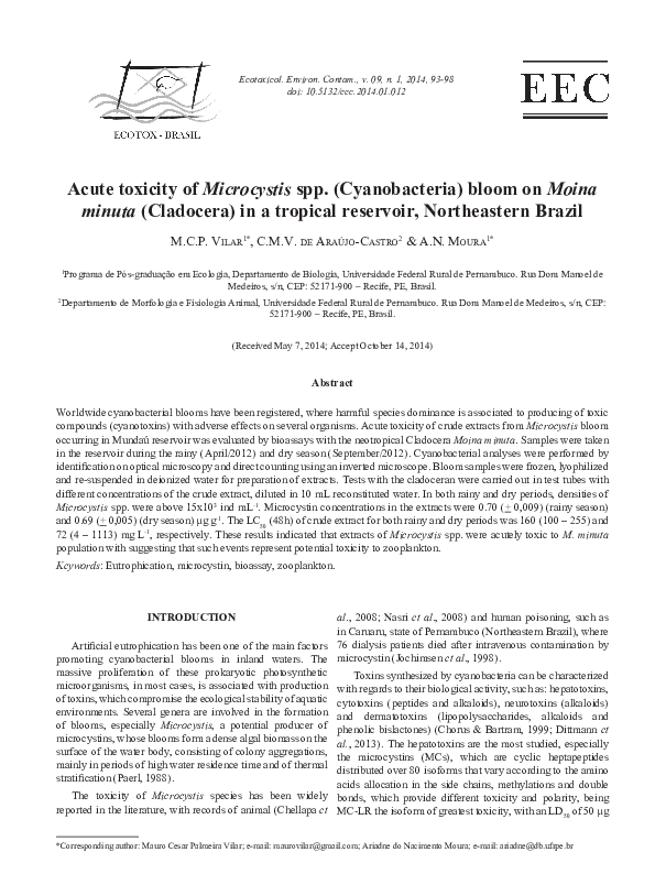 (PDF) Acute toxicity of Microcystis spp. (Cyanobacteria) bloom on Moina ...