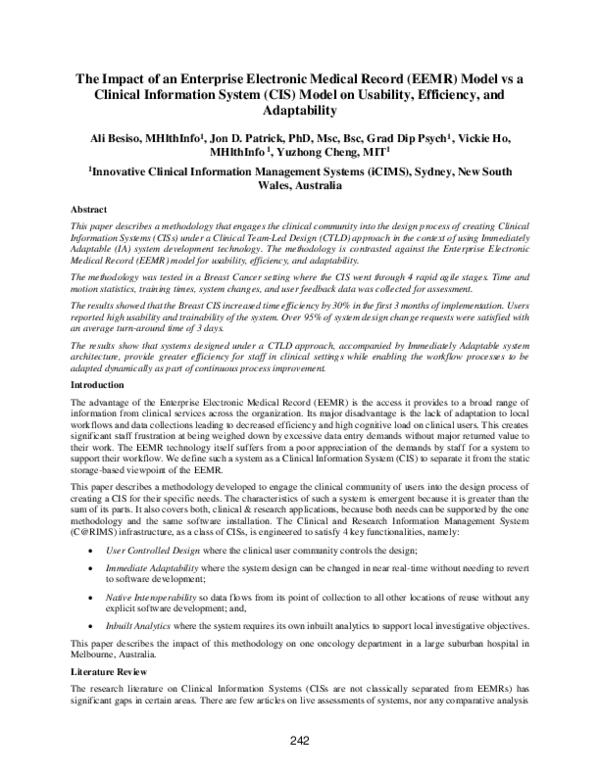 (PDF) The Impact of an Enterprise Electronic Medical Record (EEMR ...