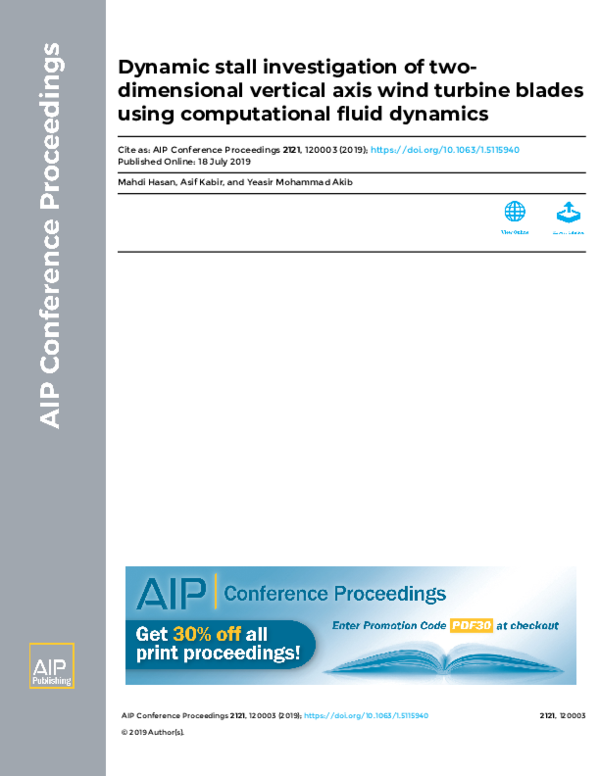 (PDF) Dynamic stall investigation of two-dimensional vertical axis wind turbine blades using ...