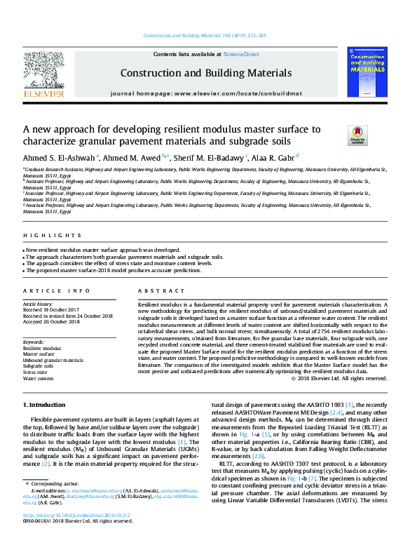 (PDF) A new approach for developing resilient modulus master surface to characterize granular ...