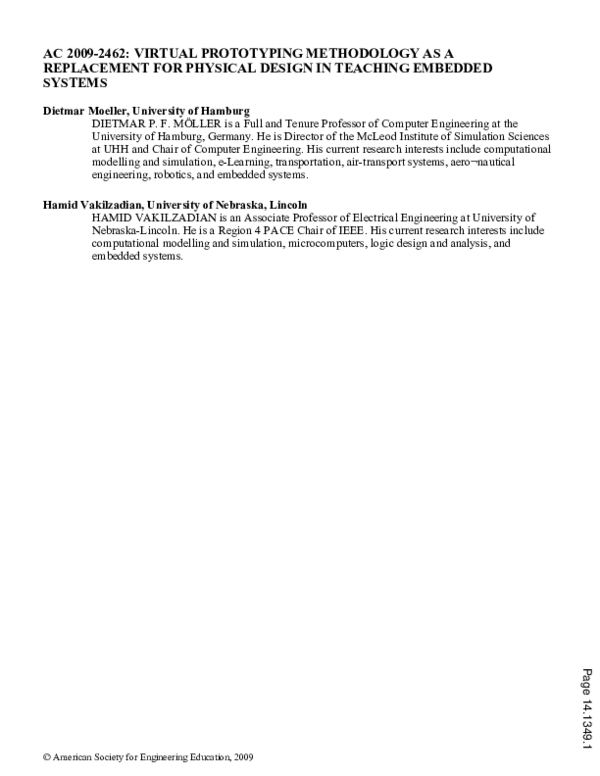 (PDF) Ac 2009-2462: Virtual Prototyping Methodology as a Replacement ...