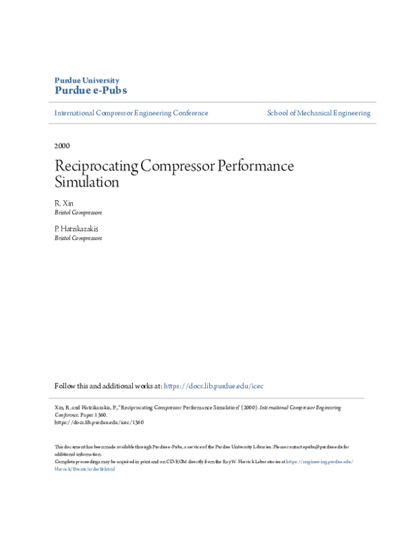 (PDF) Reciprocating Compressor Performance Simulation