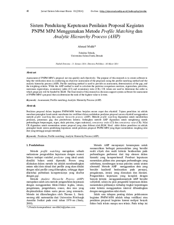 (PDF) Sistem Pendukung Keputusan Penilaian Proposal Kegiatan PNPM MPd Menggunakan Metode Profile ...