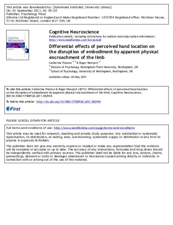 (PDF) Differential effects of perceived hand location on the disruption ...
