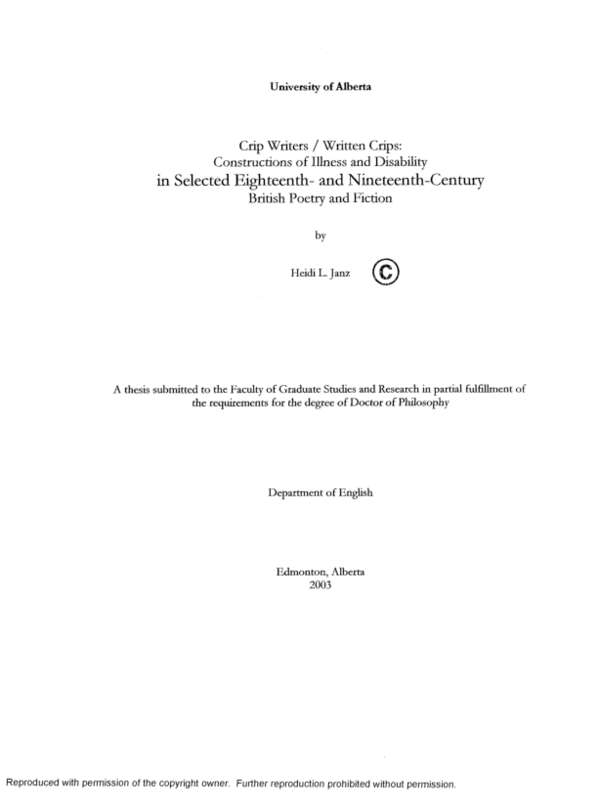 (PDF) Crip writers / written crips: constructions of illness and ...