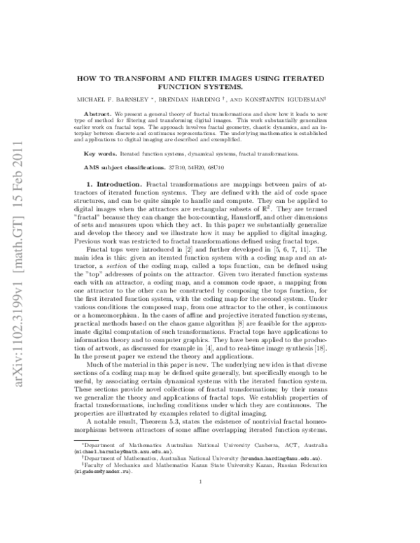 (PDF) How to Transform and Filter Images using Iterated Function Systems