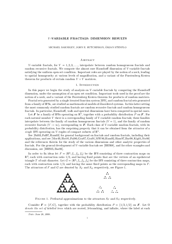 (PDF) V-variable fractals: Dimension results