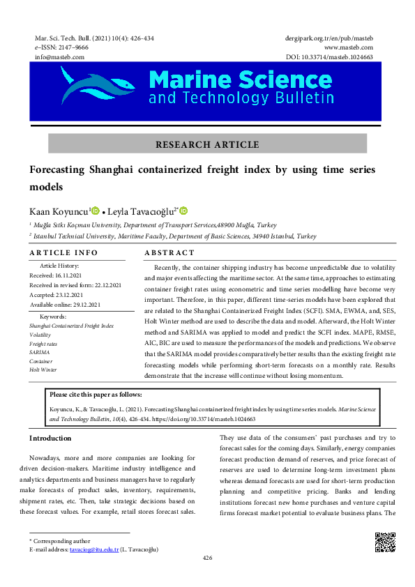 Pdf Forecasting Shanghai Containerized Freight Index By Using Time