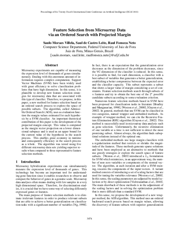 (PDF) Feature Selection from Microarray Data via an Ordered Search with ...