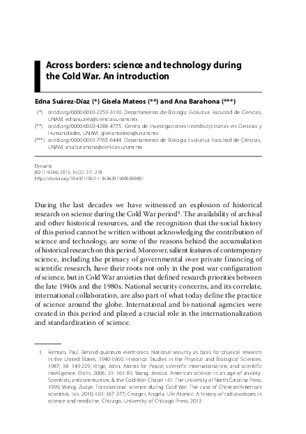 (PDF) Across borders: science and technology during the Cold War: an ...