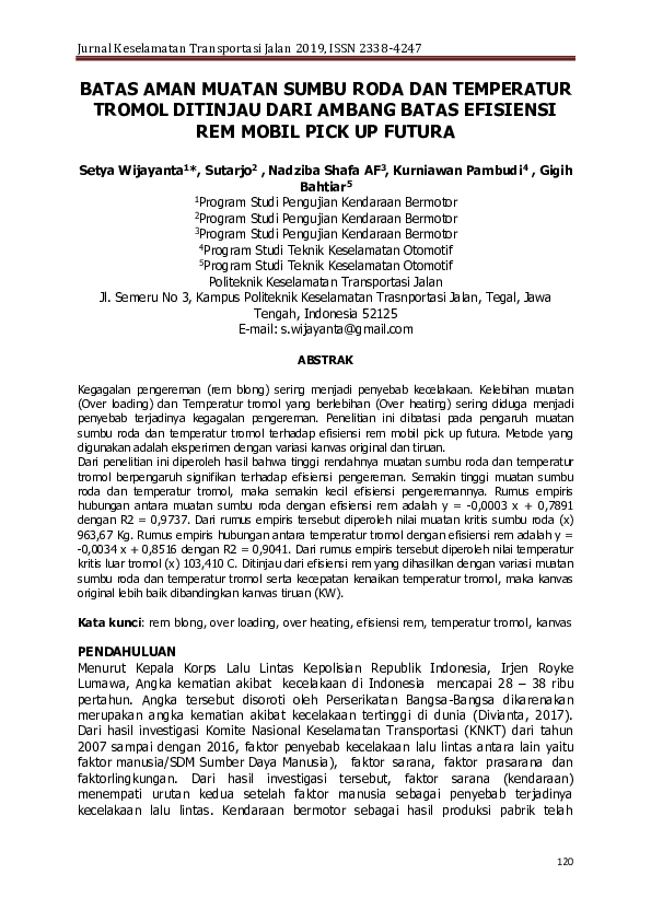 (PDF) Batas Aman Muatan Sumbu Roda Dan Temperatur Tromol Ditinjau Dari ...