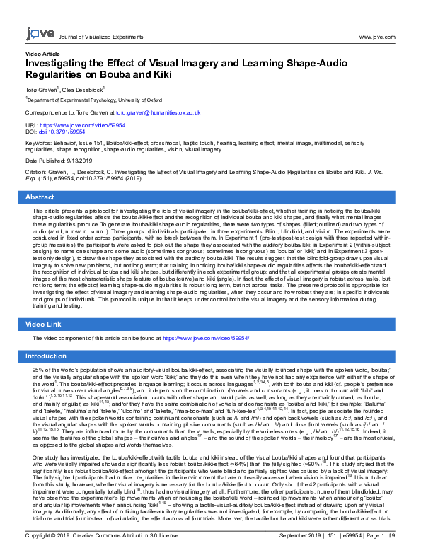 (PDF) Bouba or kiki with and without vision: Shape-audio regularities ...
