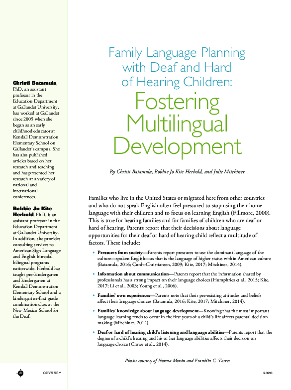 (PDF) Family Language Planning with Deaf and Hard of Hearing Children ...