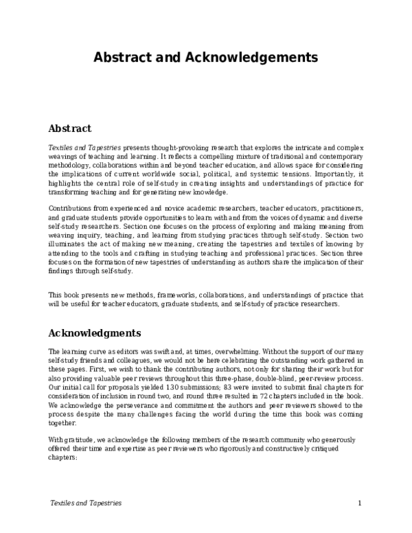 (PDF) Abstract and Acknowledgements