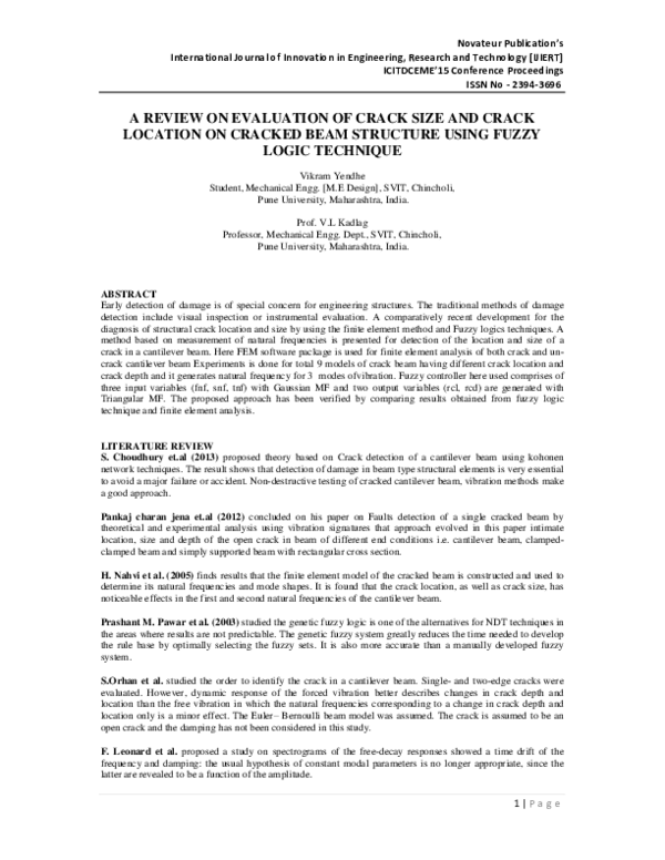 (PDF) A Review On Evaluation Of Crack Size And Crack Location On ...