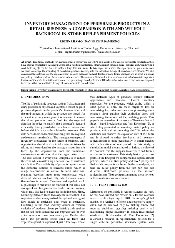 (PDF) Inventory Management of Perishable Products in a Retail Business ...