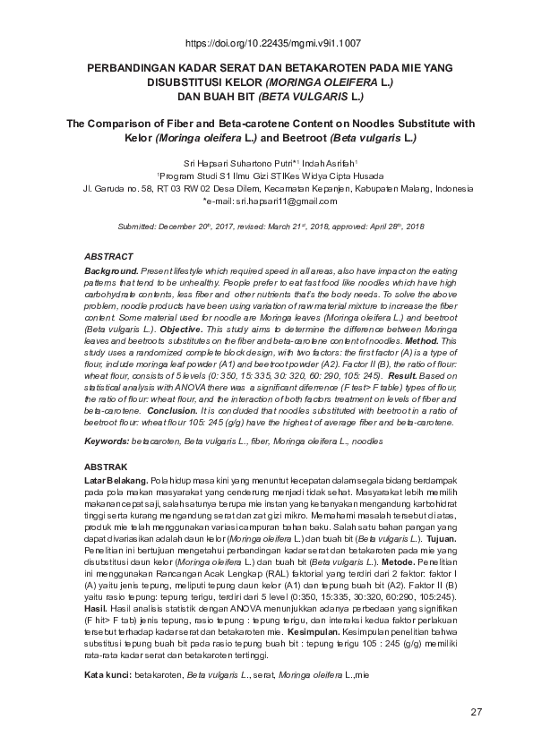 (PDF) Perbandingan Kadar Serat Dan Betakaroten Pada Mie Yang ...
