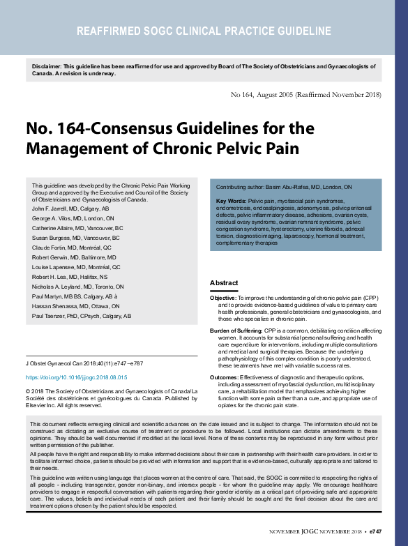 (PDF) No. 164-Consensus Guidelines for the Management of Chronic Pelvic ...