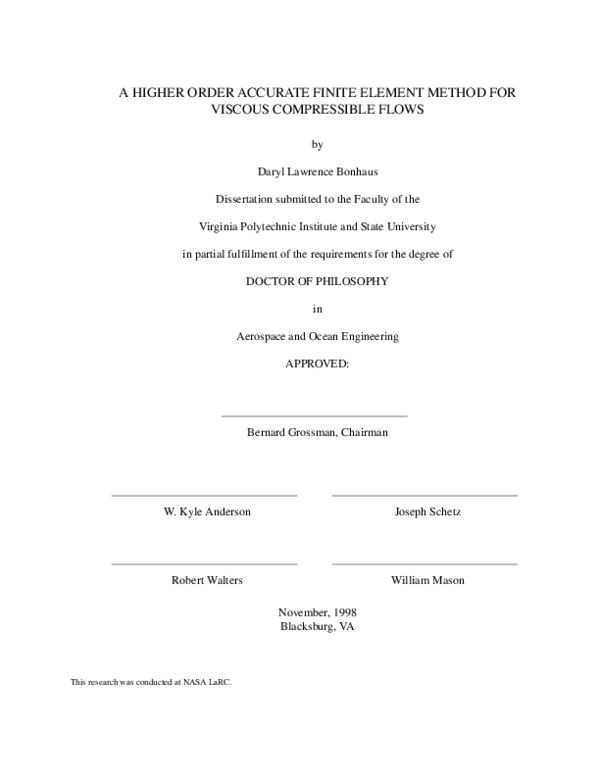 Pdf A Higher Order Accurate Finite Element Method For Viscous Compressible Flows