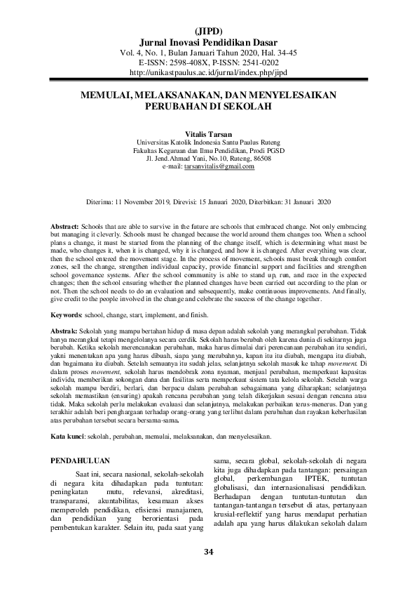 (PDF) Memulai, Melaksanakan, Dan Menyelesaikan Perubahan DI Sekolah
