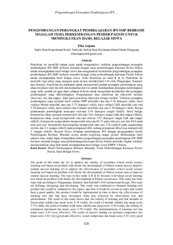 (PDF) Pengembangan Perangkat Pembelajaran Ips SMP Berbasis Masalah Tema Perkembangan Pesisir ...