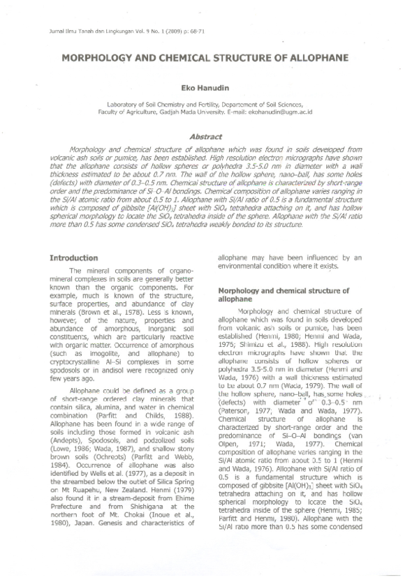(PDF) Morphology and Chemical Stucture Of Allophane