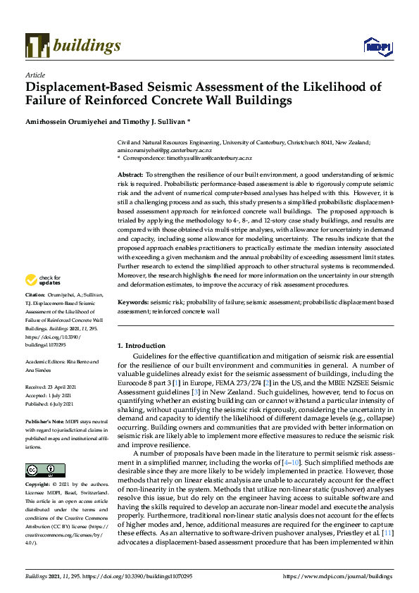(PDF) Displacement-Based Seismic Assessment of the Likelihood of Failure of Reinforced Concrete ...