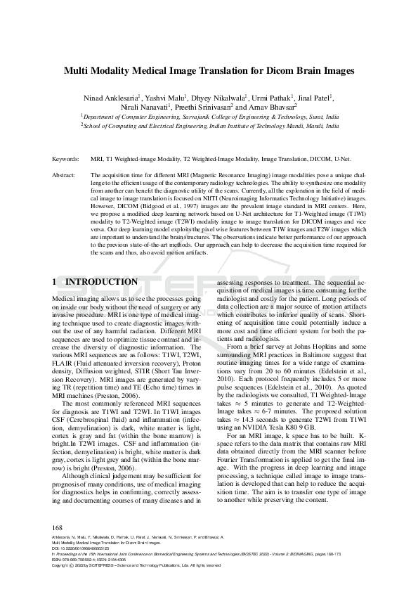 (PDF) Multi Modality Medical Image Translation for Dicom Brain Images