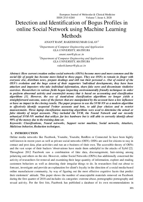 (PDF) Detection and Identification of Bogus Profiles in online Social ...