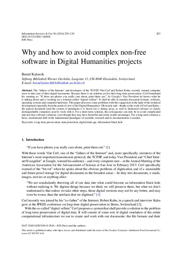 (PDF) Why and how to avoid complex non-free software in Digital ...