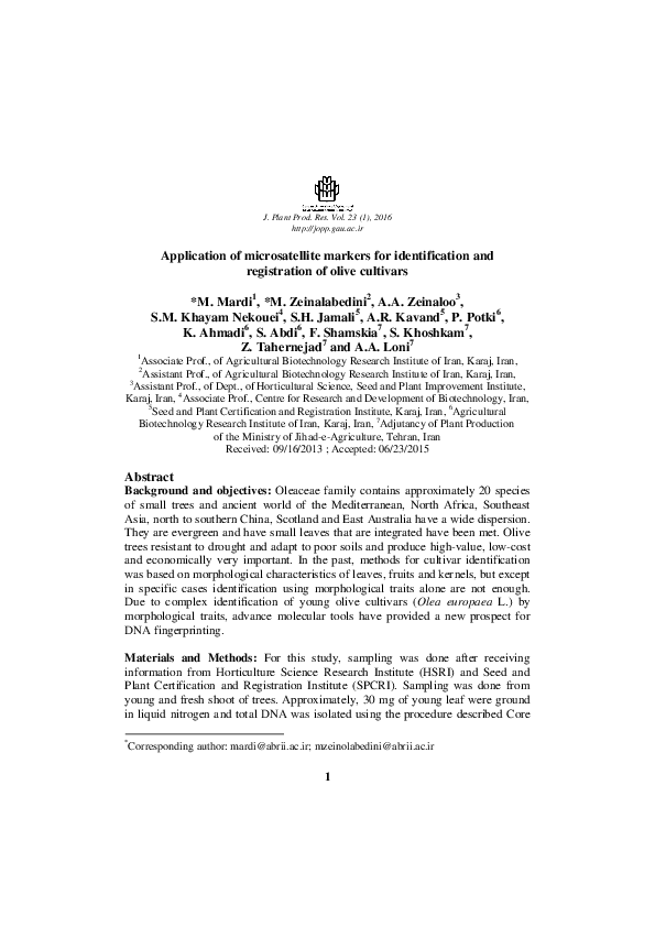 (PDF) Application of Microsatellite Markers for Identification and ...