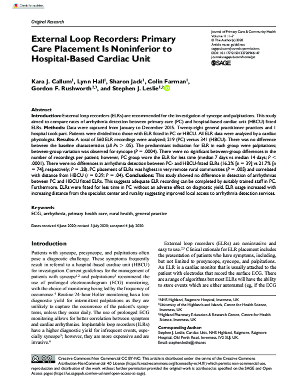 (PDF) External Loop Recorders: Primary Care Placement Is Noninferior to ...