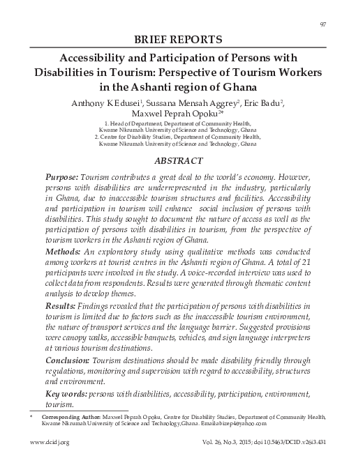 Pdf Accessibility And Participation Of Persons With Disabilities In
