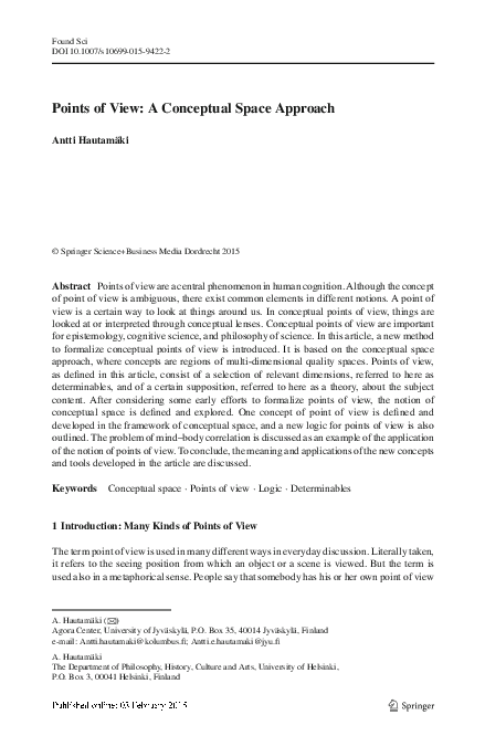 (PDF) Points of View: A Conceptual Space Approach