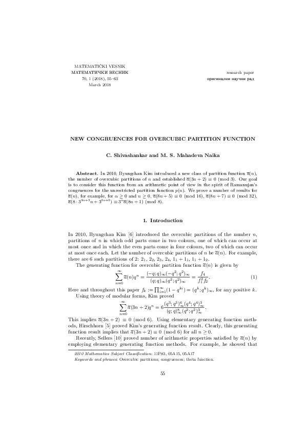 Pdf New Congruences For Overcubic Partition Function