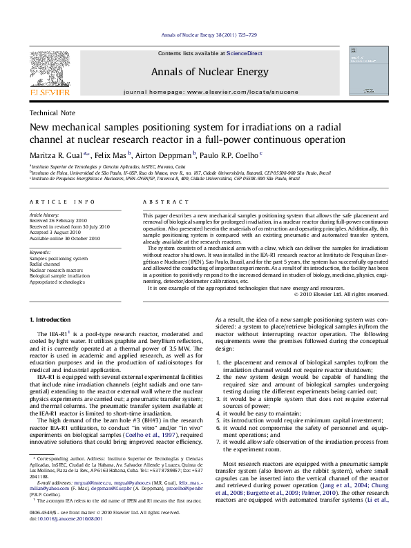 (PDF) New mechanical samples positioning system for irradiations on a ...