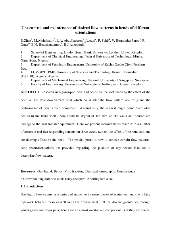 (PDF) The control and maintenance of desired flow patterns in bends of ...