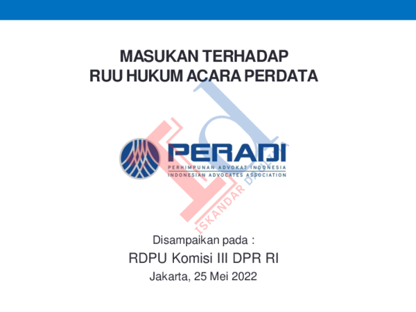(PDF) Paparan PERADI RUU Acara Perdata DPR RI