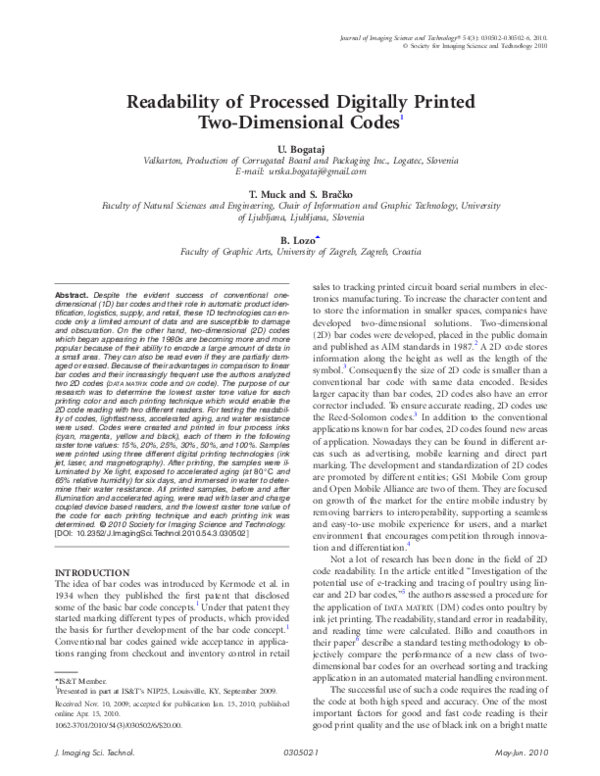 (PDF) Readability of Processed Digitally Printed Two-Dimensional Codes ...