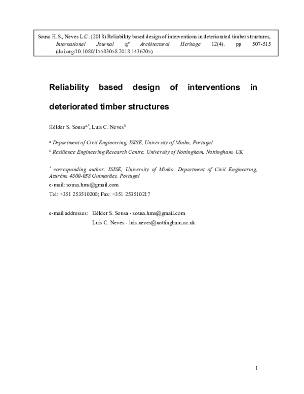 (PDF) Reliability-based design of interventions in deteriorated timber ...
