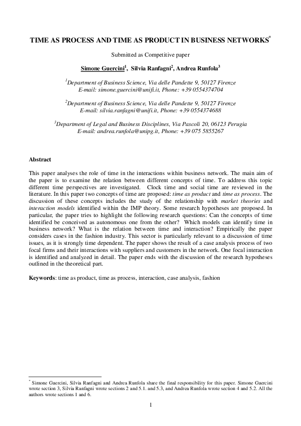 (PDF) Time as process and time as product in business networks