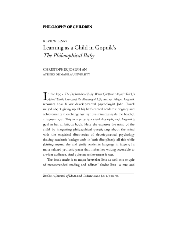 (PDF) Learning as a Child in Gopnik’s The Philosophical Baby