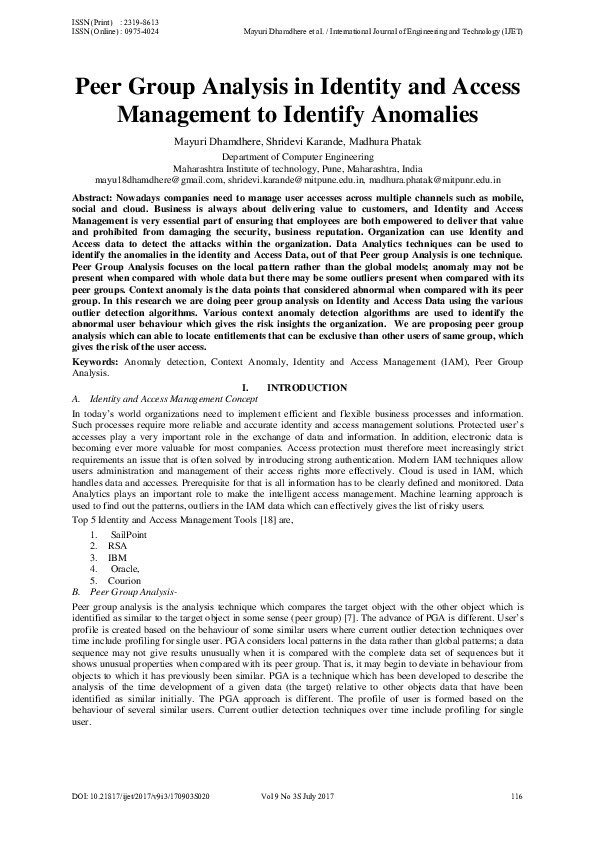 (PDF) Peer Group Analysis in Identity and Access Management to Identify ...