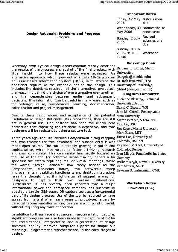 Pdf Introducing The Capture Of Argumentation Based Design Rationale Into Industrial Practise